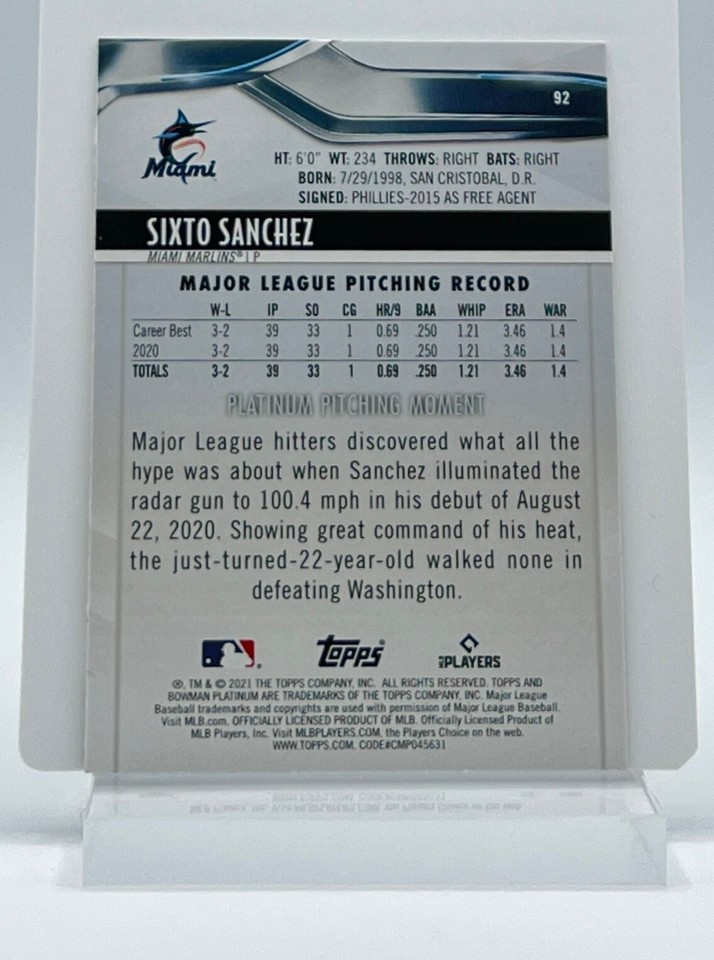 2021 BOWMAN PLATINUM #92 SIXTO SANCHEZ RC MIAMI | eBay
