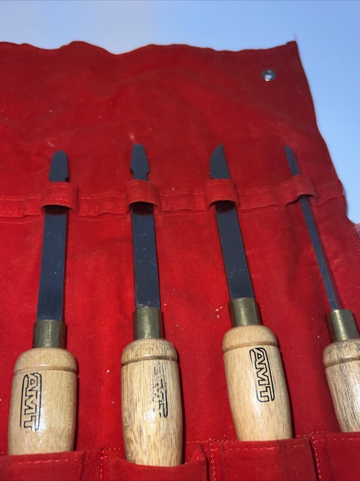 Set of 12 AMT Wood Carving Chisels with Red Pouch Woodworking Tools | eBay