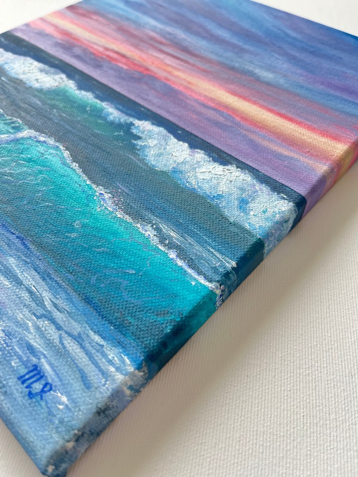 Ocean Original Painting Sunset art Wave Painting Seascape Painting ...