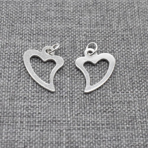 10pcs of 925 Sterling Silver Shiny Plain Love Heart Charm for Necklace ...