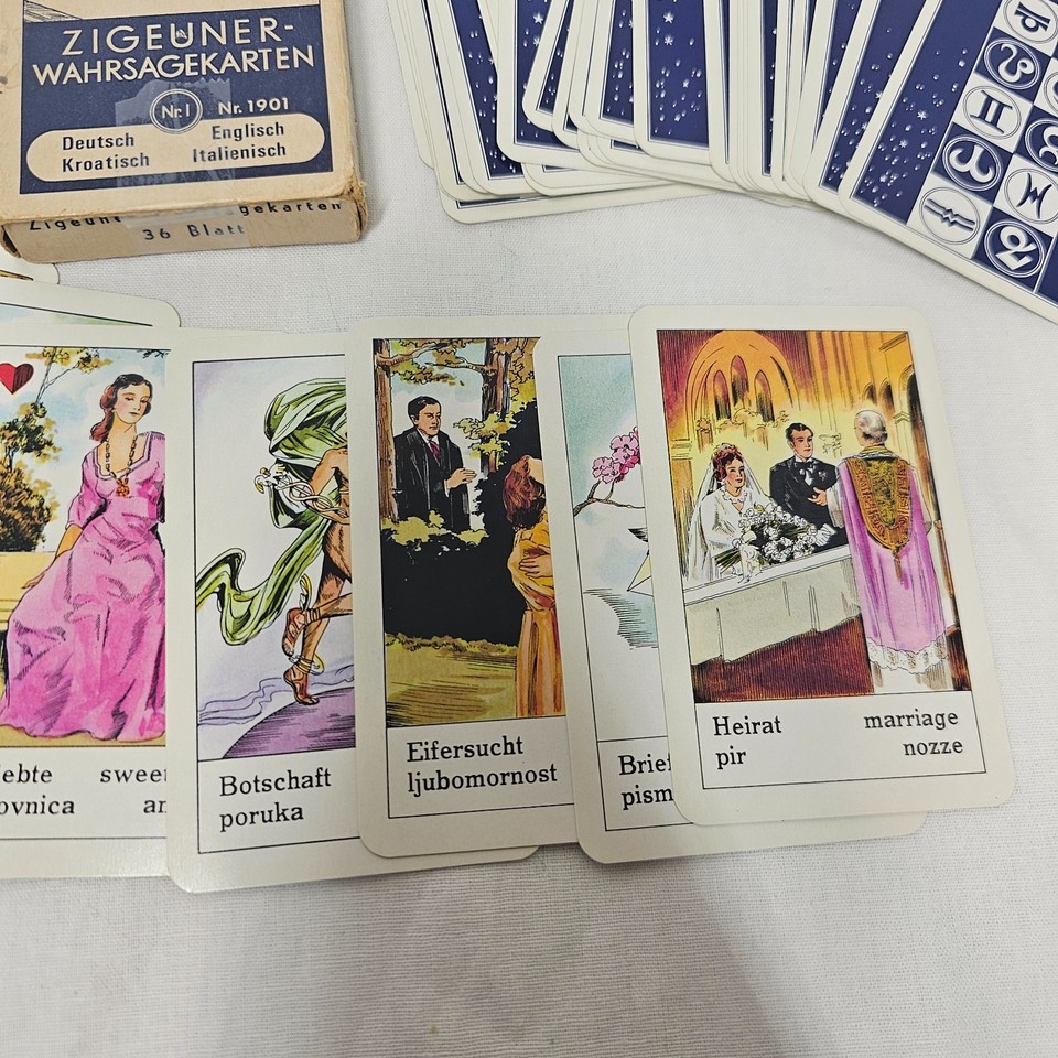 Vintage Zigeuner Wahrsagekarten Gipsy Tarot Fortune Telling Cards 36 ...