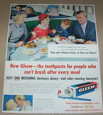 1956 vintage print ad - Gleem toothpaste little boy girl family Procter ...
