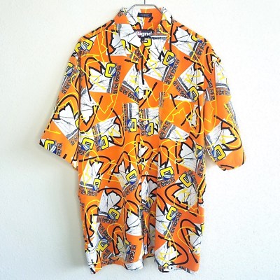 Bignd Button Front Shirt Large Orange Surf Shortboard Team Hawaiian ...