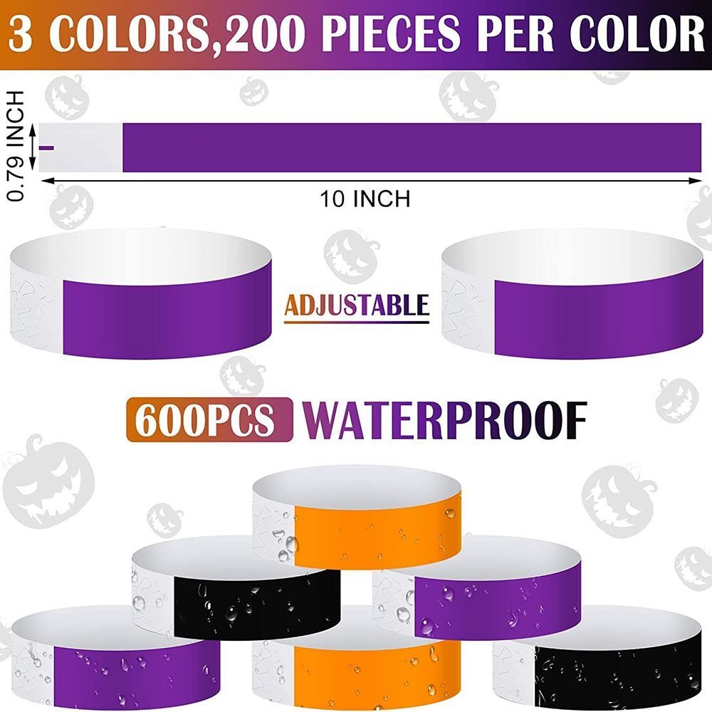 Event Neon Colored Adhesive Paper Wristbands Bracelets Party Hand Bands ...