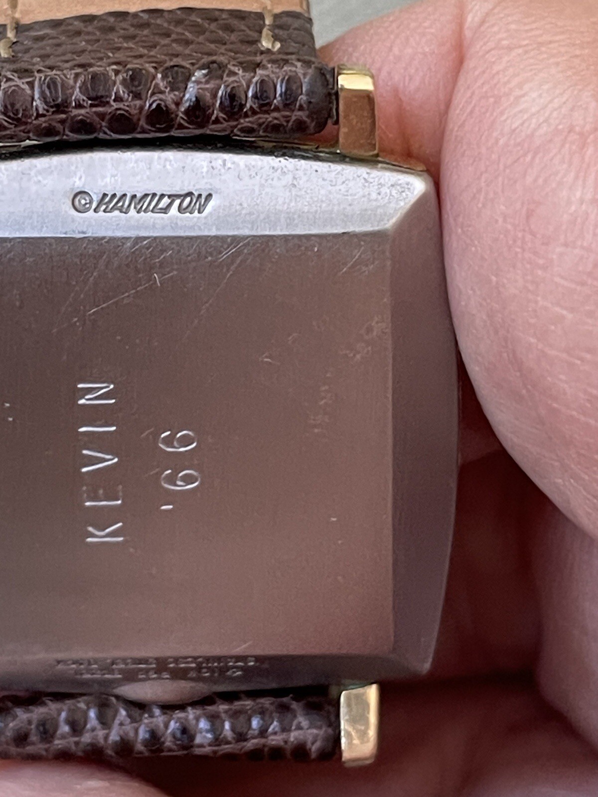 Vintage 1960’s Hamilton Square Face Wristwatch and Lizard Band - 10K ...