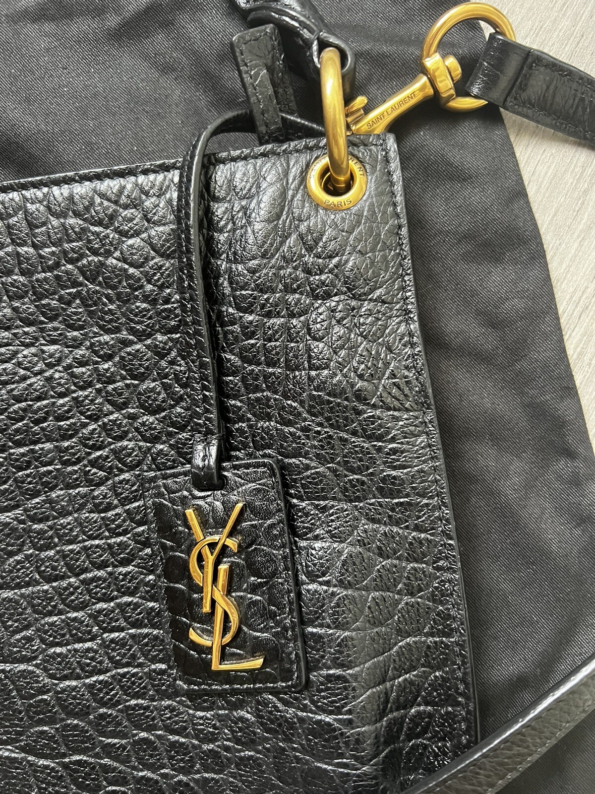 YSL Tag Hobo Crocodile Embossed Leather Medium - Gem