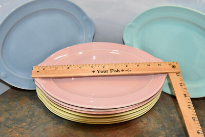 CHOICE LURAY POTTERY Pastels PINK YELLOW GREEN BLUE 12” Oval Platter ...