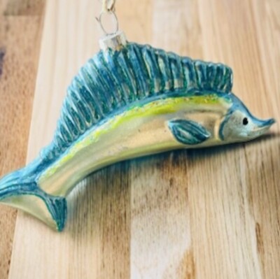 Sailfish Glass Ornament Nautical Sailboat Fishing SeaFood Ocean Beach ...