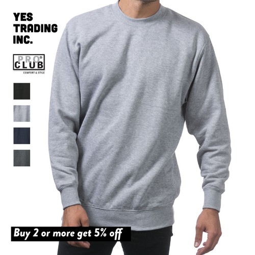 PROCLUB MENS HEAVYWEIGHT CREWNECK FLEECE PULLOVER PRO CLUB FLEECE ...