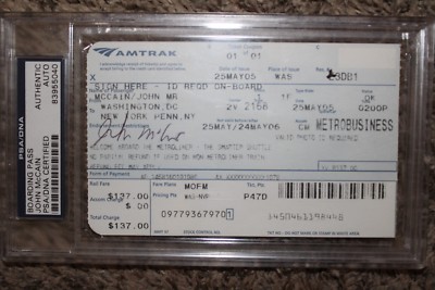 John McCain autograph PSA/DNA, BOARDING PASS - AMTRAK | eBay