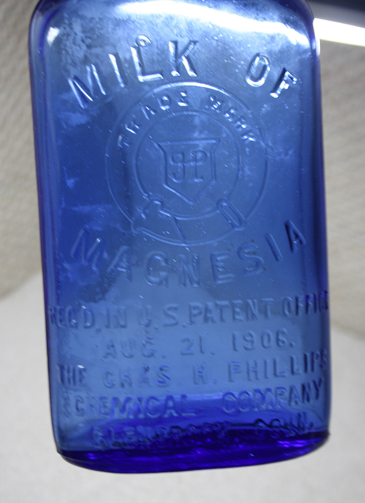 Vintage Cobalt Blue Milk Of Magnesia Bottle Antique Jar 1906 | eBay
