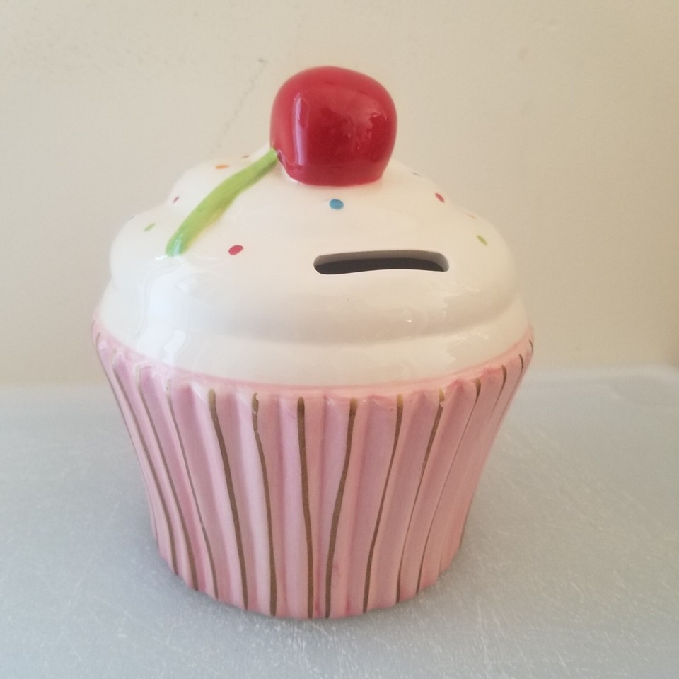 Vintage Ceramic Giant Cupcake Piggy Bank Pink With Sprinkles | eBay