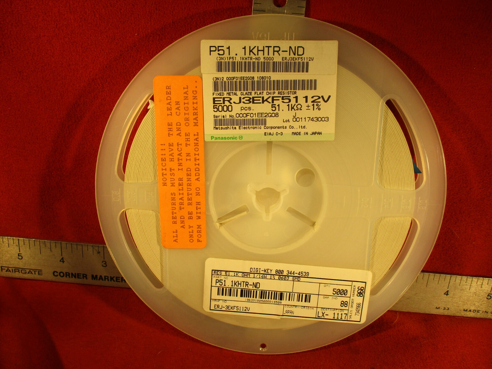 ERJ-3EKF5112V Panasonic 51.1K Ohms ±1% 1/1W Chip Resistor Roll of 3000 ...