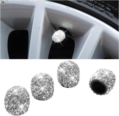 4Pcs Fashion Diamond Bling Car Tyre Tire Wheel Rims Air Valve Stem Cap ...