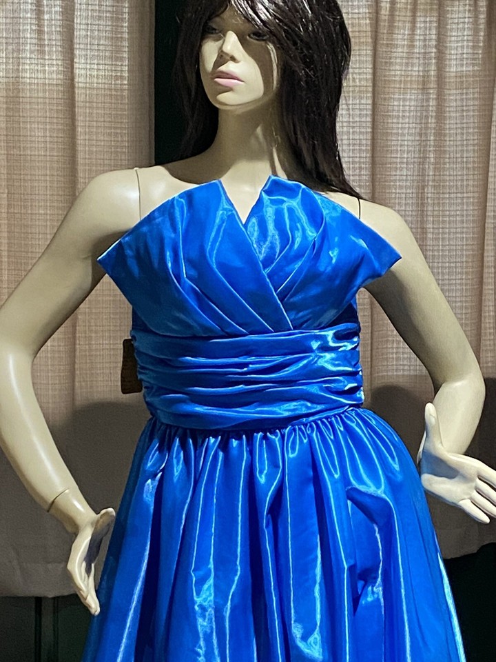 Vintage 80s 50s Mike Benet Blue Wing Bust Prom Party Swing Dress 14 | eBay