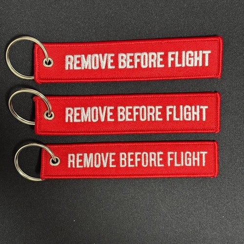 Remove Before Flight Embroidered Flight Tag Red 13cm x 3cm Set of 3 RR1 ...