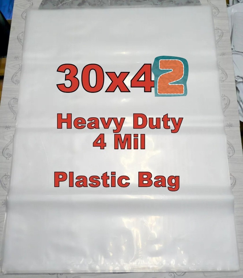 10 Merchandise Bags 30''x 42'' Large HEAVY DUTY 4 MIL Clear Plastic ...