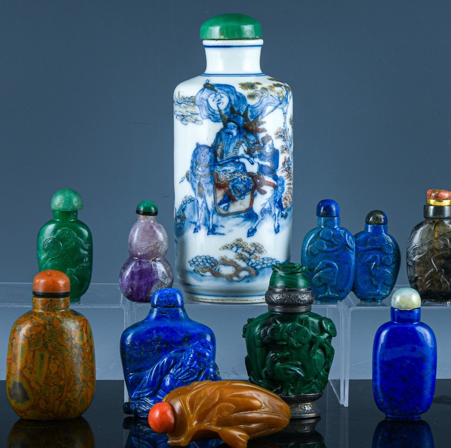 ANTIQUE CHINESE CARVED MATRIX TURQUOISE STONE PEBBLE FORM SNUFF BOTTLE ...