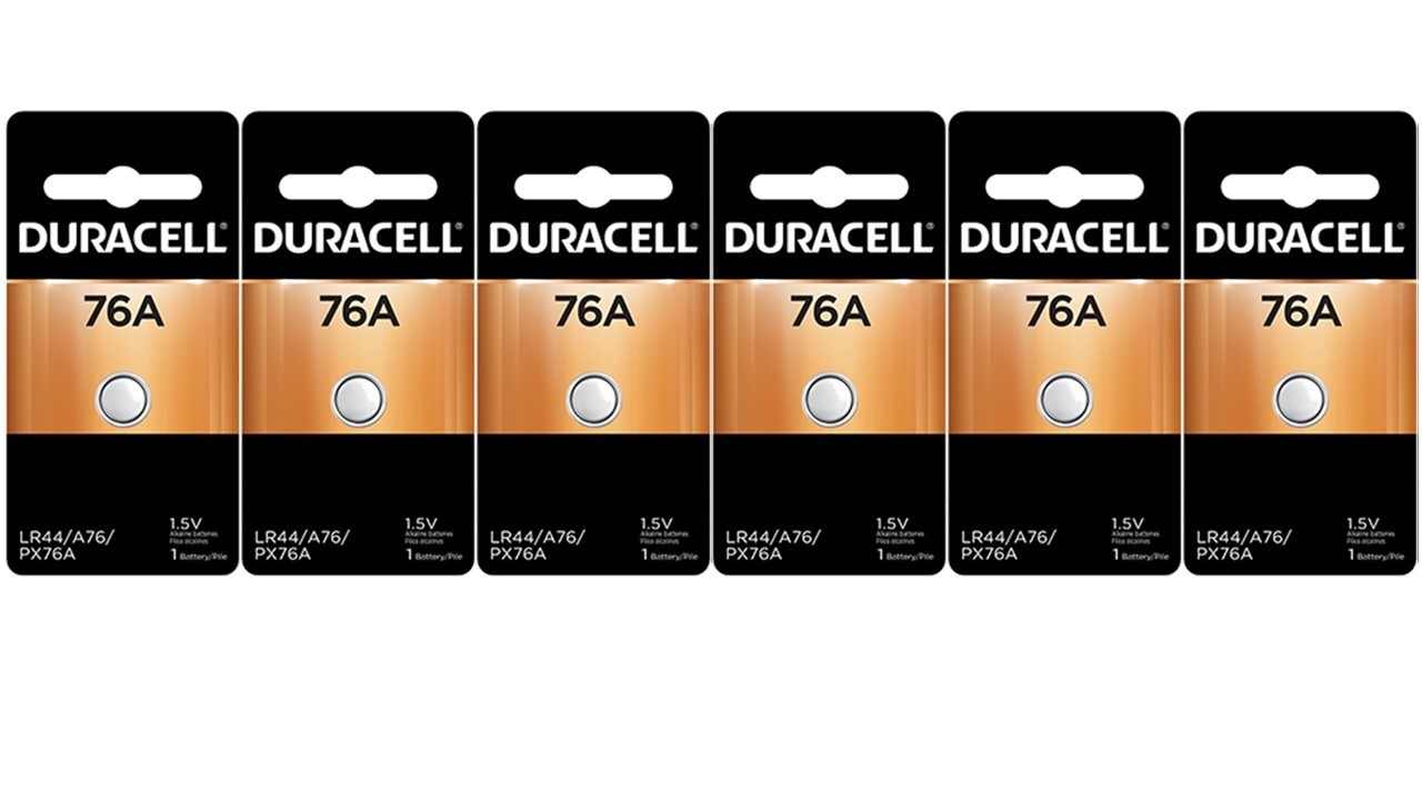 6 x 76A Duracell 1.5V Alkaline Button Batteries (LR44, A76, EPX76 ...