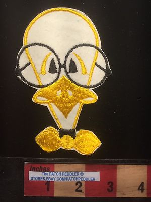 Vtg Funny GOOSE (DUCK LIGHT BULB ?) GIANT GLASSES GOOFY Patch YELLOW ...