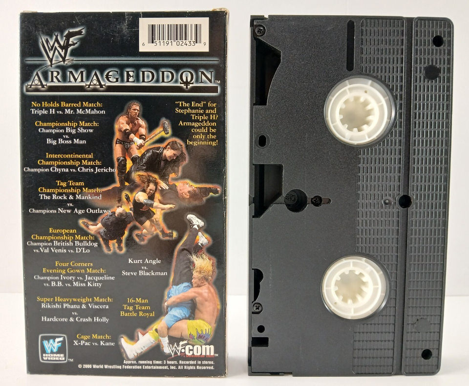2000 WWF Home Video ARMAGEDDON 99 Wrestling VHS Tape THE ROCK, TRIPLE H Clean! | eBay