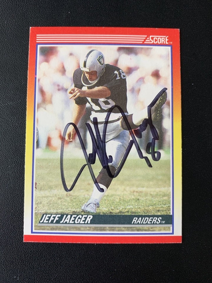 Jeff Jaeger Signed 1990 Score #287 Rookie Card Oakland Raiders ...