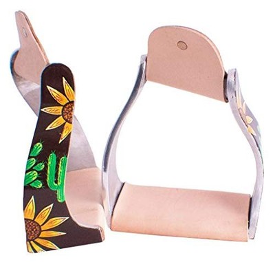 Showman Lightweight Twisted Angled Aluminum Stirrups w/ Sunflower ...