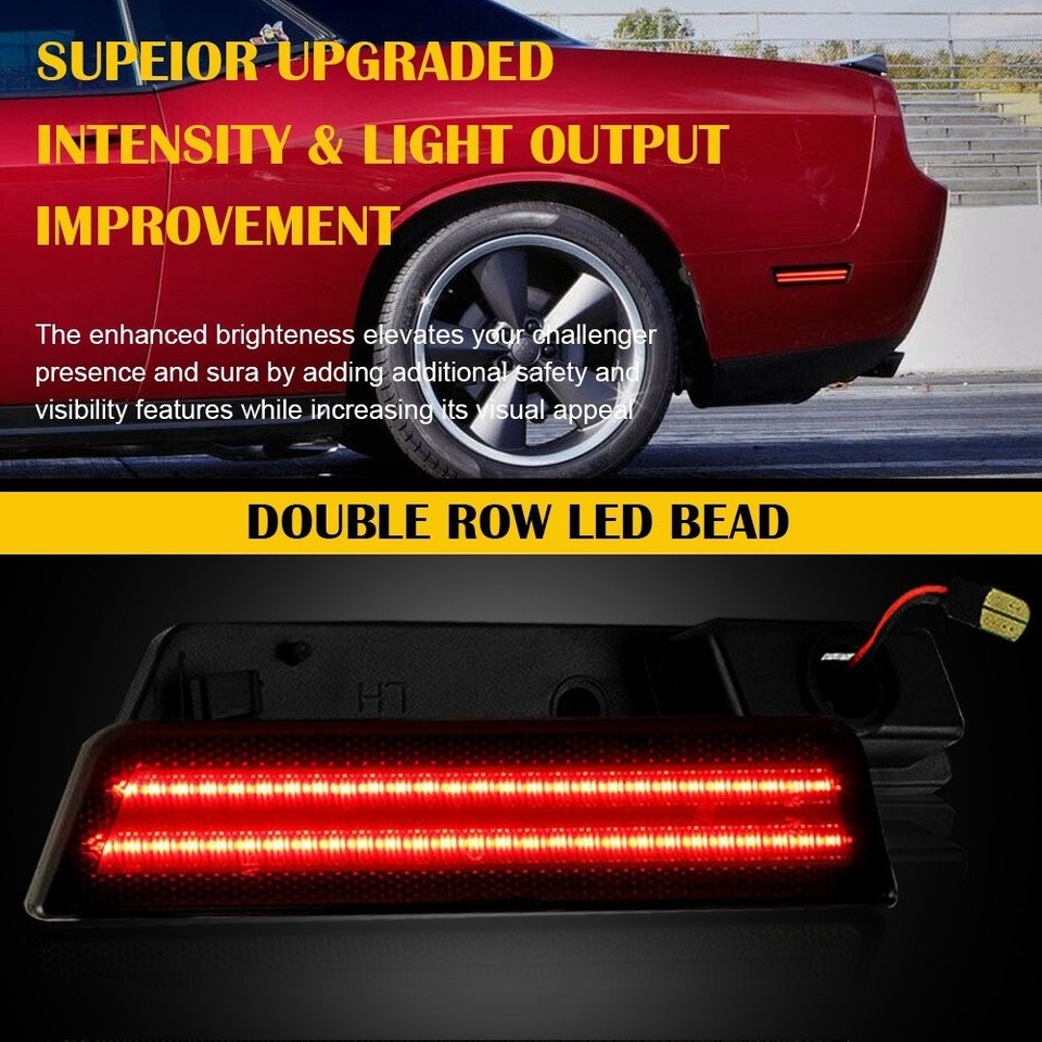 For 2008-2014 Dodge Challenger 11-14 Charger Smoked LED Rear Side ...