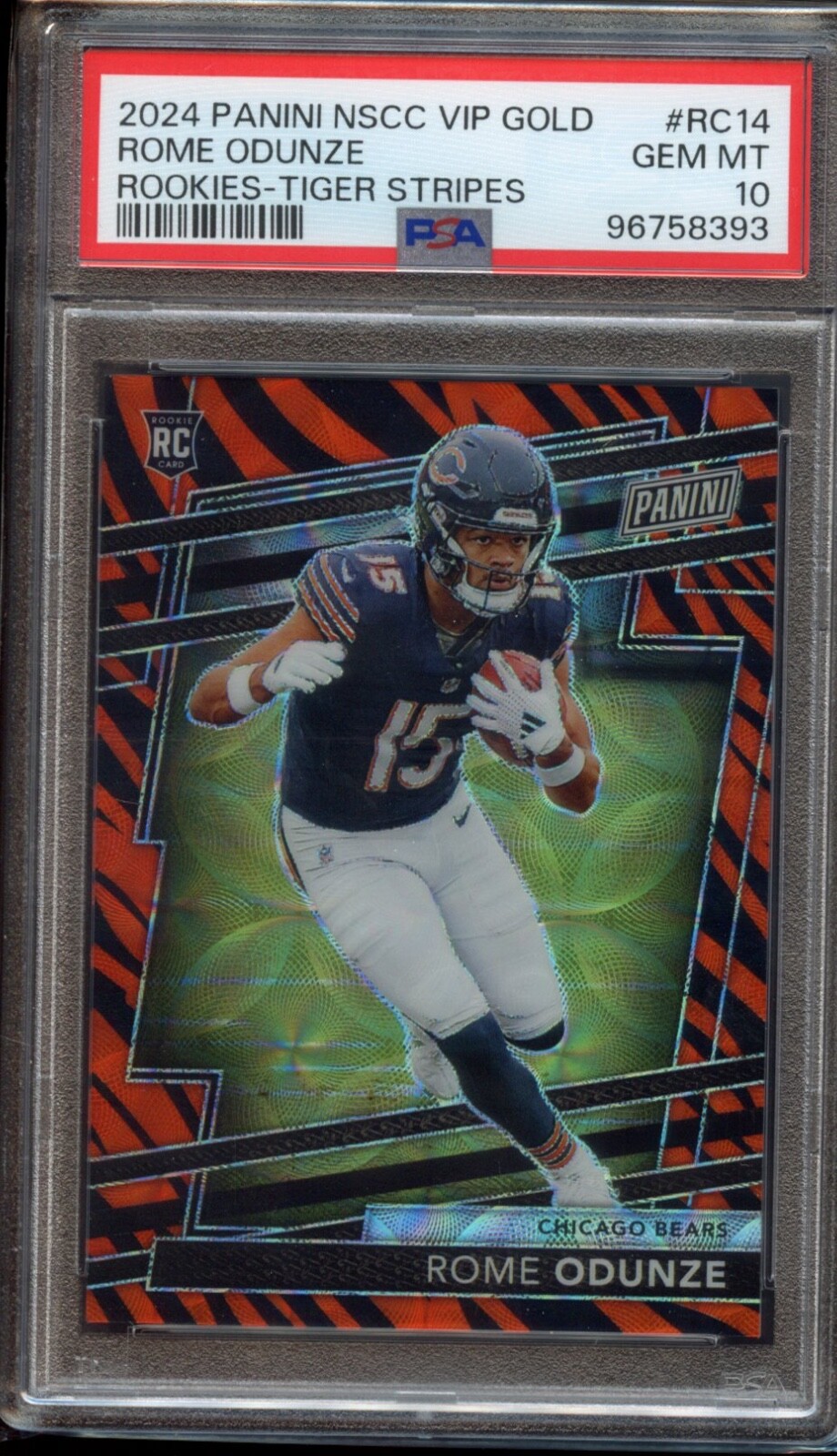 2024 Panini NSCC VIP Gold Rome Odunze Rookies-Tiger Stripes PSA 10 GEM ...
