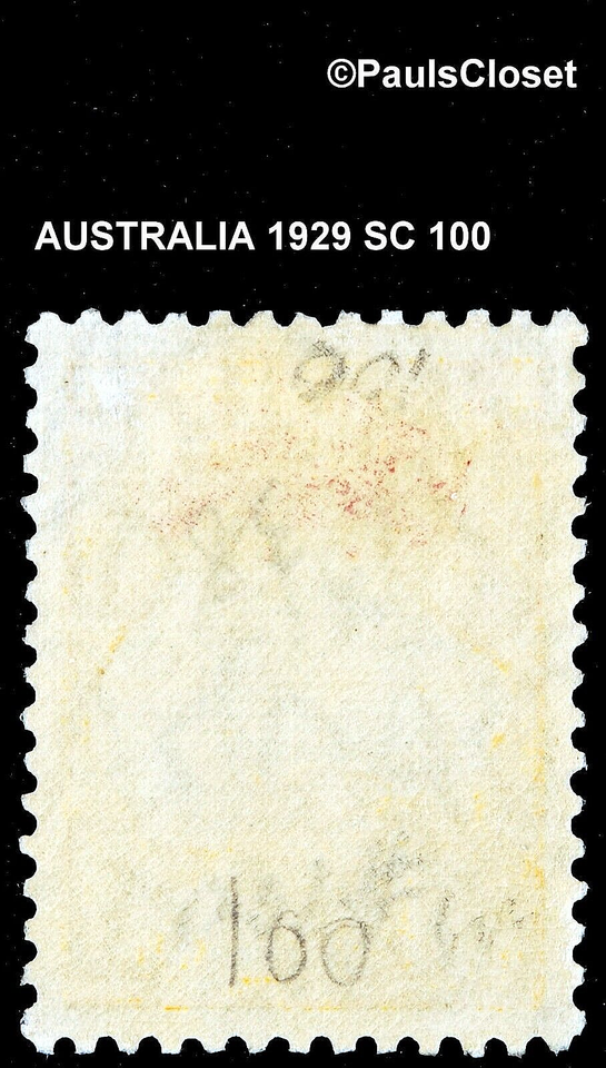 AUSTRALIA 1929 SC 100 KANGAROO & MAP YELLOW & GRAY 5/s MHR PARTIAL OG ...