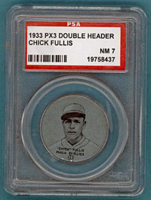 1933 PX3 Double Header Pins Chick Fullis Blue Background PSA 7 ...