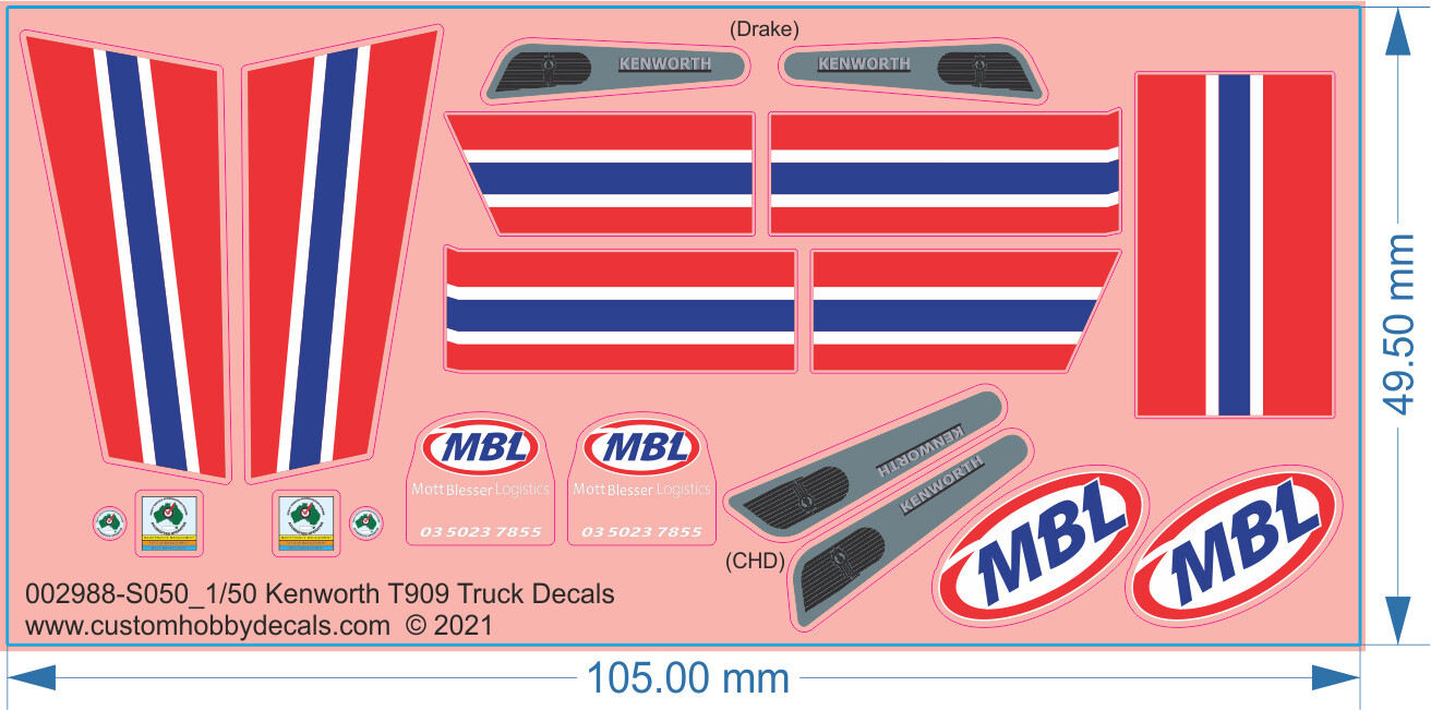 Kenworth T909 Truck Decals - 1/25 1/50 - Water Decal | eBay