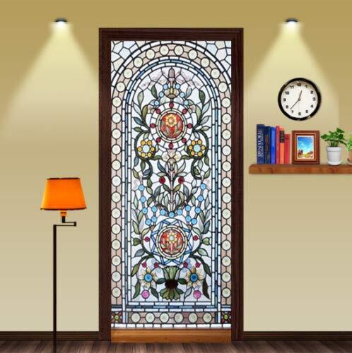 3D Stained Glass Peel and Stick Door Sticker Wallpaper Murals for Home ...