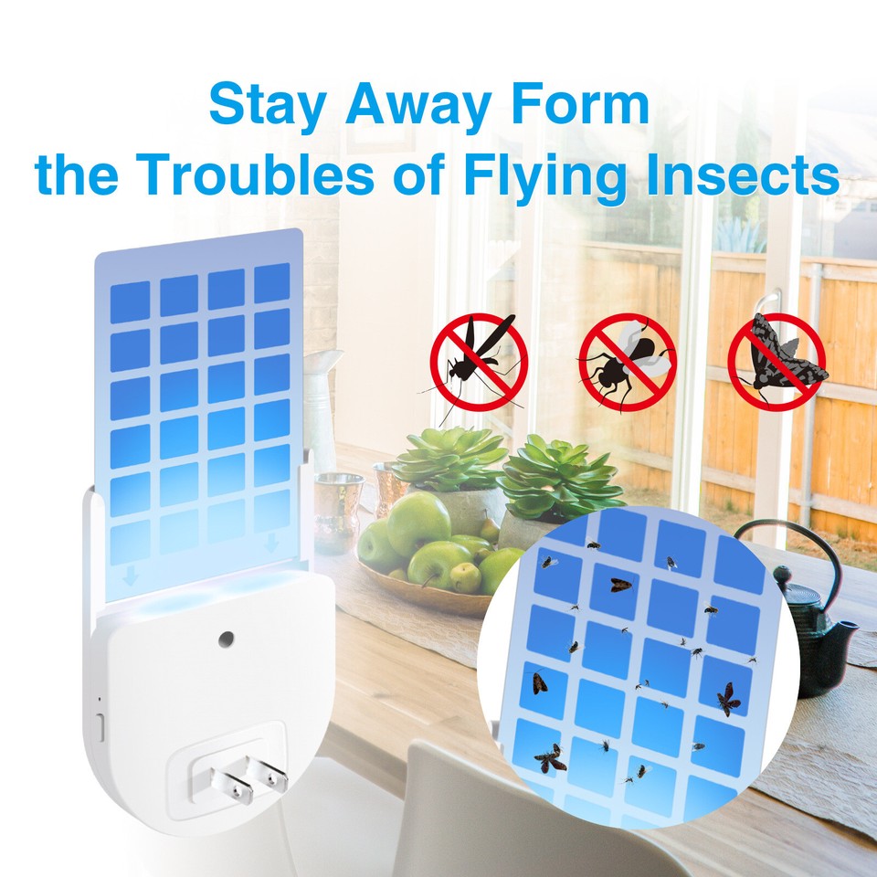 Flying Insect Trap Plug in Fly Trap Indoor Light Trap Mosquito Bug ...