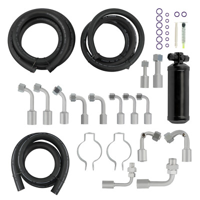 Universal 134a Air Conditioning Hose Kit R-Ring Fittings Drier AC Hose ...