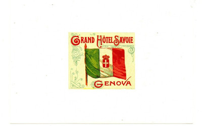 Grand Hotel Savoie Genova - Vintage Style Luggage Label Travel Sticker ...