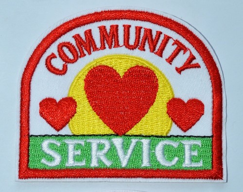 100x COMMUNITY SERVICE RED HEART Iron On Patch Contributions Charity ≈8 ...