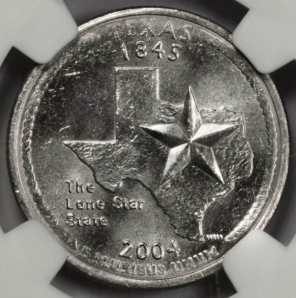 2004 NGC MS64 Missing Clad Layer Texas Quarter Mint Error Rare RED ...