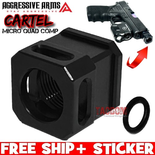 AGGRESSIVE ARMS CARTEL MICRO Comp Black Compensator Muzzle Brake GL0CK ...