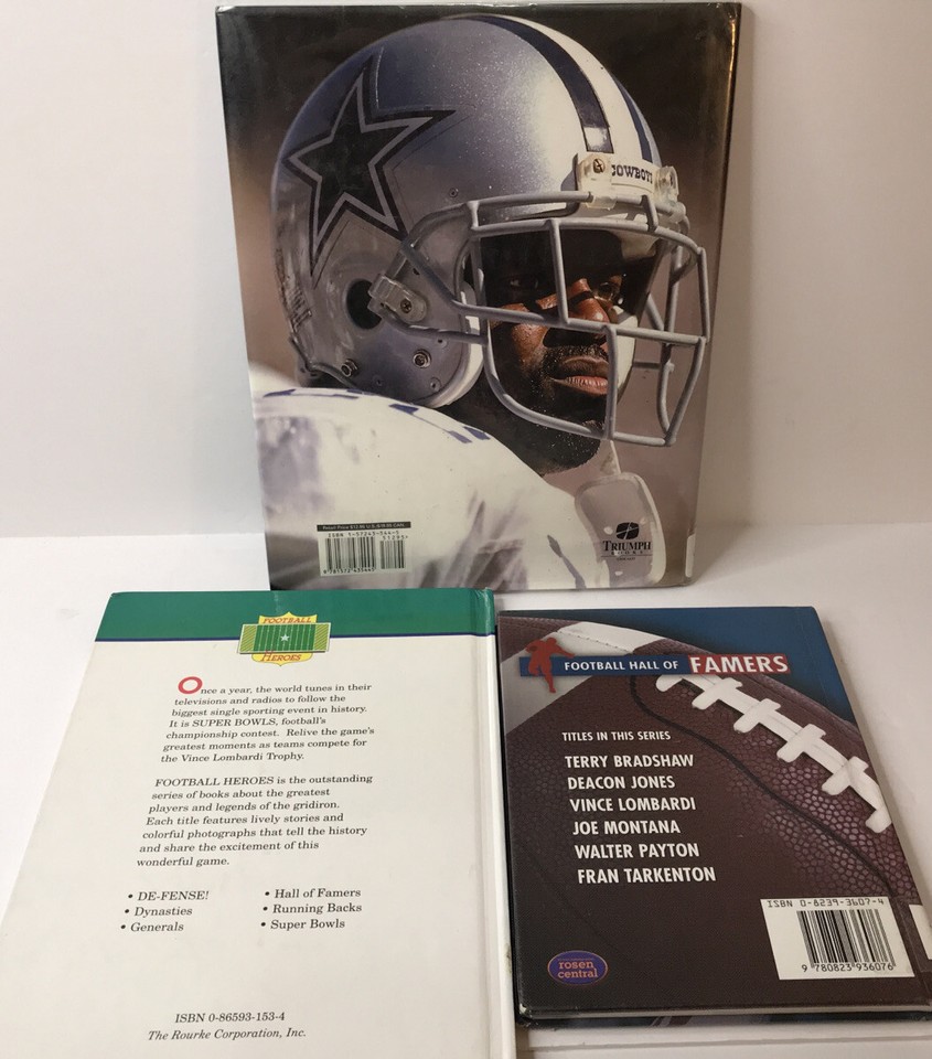 Football Set of 3 Books Nonfiction Super Bowls Joe Montana Emmitt Smith ...
