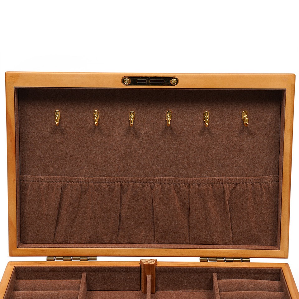 Wooden Jewelry Box 3-tier Lockable Jewelry Organizer Vintage Style ...
