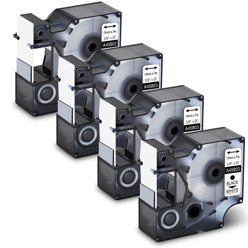 4PK For DYMO D1 45803 LabelManager 450 450D Black on White Label Tape ...