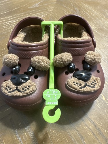New w Tag Crocs Kids Classic Lined Super Cute Brown Bear Dark Clay ...
