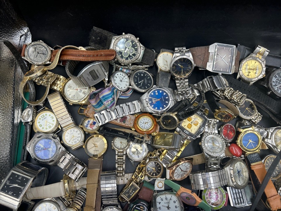 Lot of 14 lbs+ Assorted Wrist Watches In Medium Flat Rate Box, Mens ...