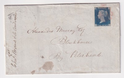 GB. QV. SG 5, 2d blue, plate 1 on wrapper to Peterhead. 1841. | eBay UK
