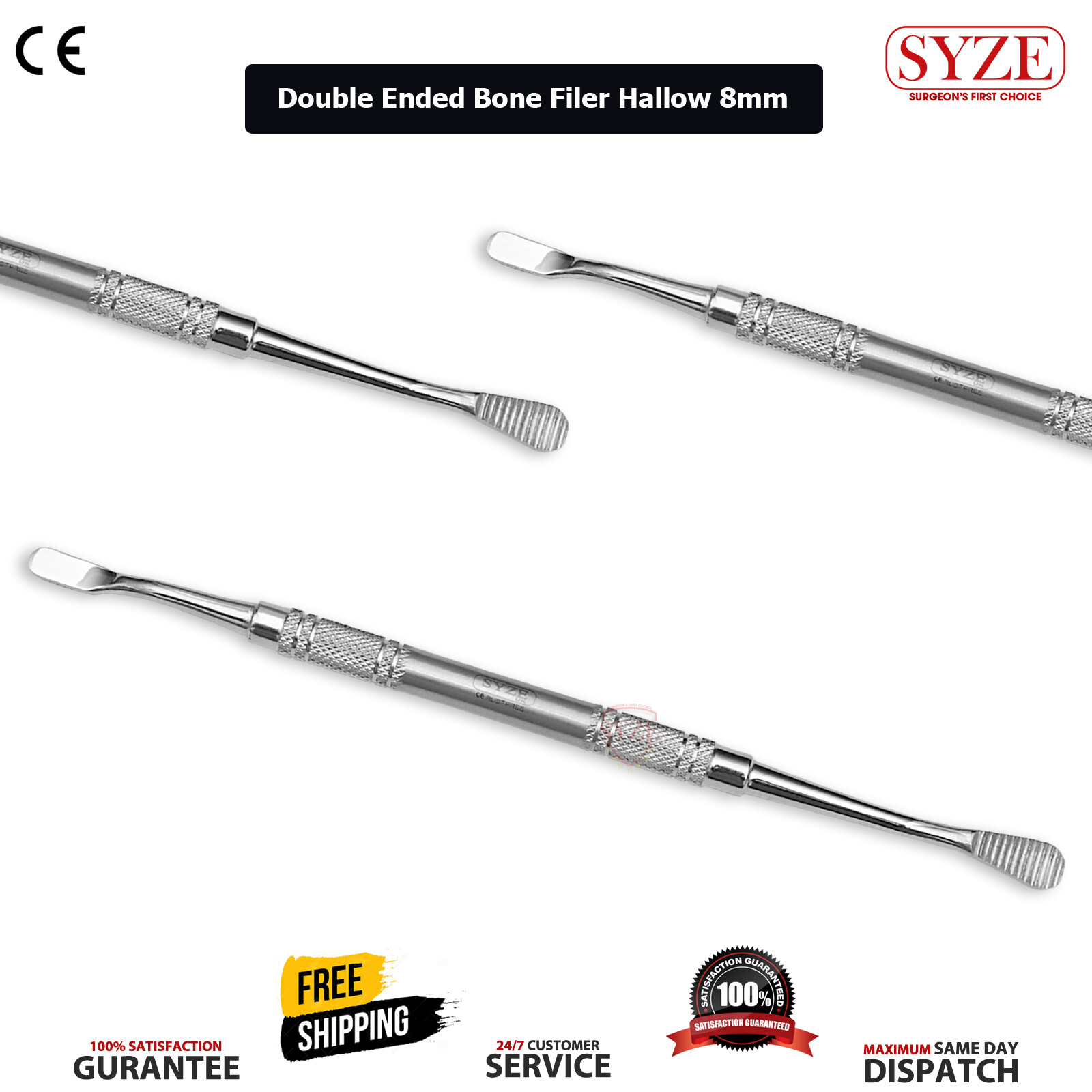 Miller Bone File 8mm Solid Double Ended Periosteal Oral Surgery ...