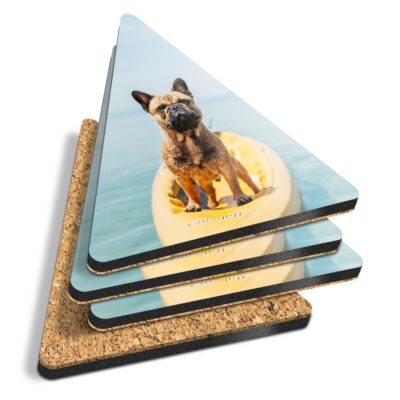 4x Triangle Coasters - Kayaking French Bulldog Dog Lake #45459 | eBay UK