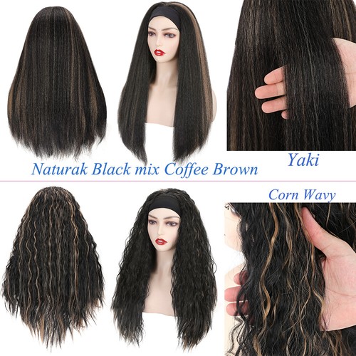 Women Full Headband Wig Hesband Wig as Human Hair Long Corn Curly Wavy ...