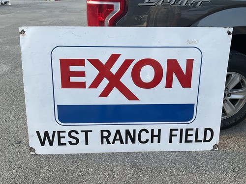 1960s Exxon Gasoline Double Sided Porcelain Sign West Ranch Field Texas ...