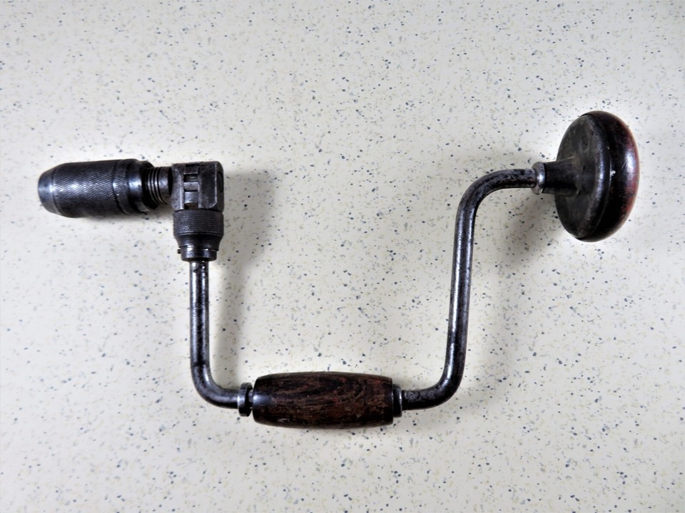 Vintage Hand Drill Ratcheting Bit Brace Auger 10 Inch Sweep Reversible ...